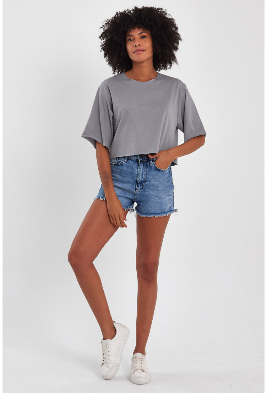 Kadın Basic Oversize Crop